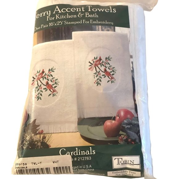 Tobin | Holiday | Embroidery Kit Christmas Cardinals Kitchen And Bath ...